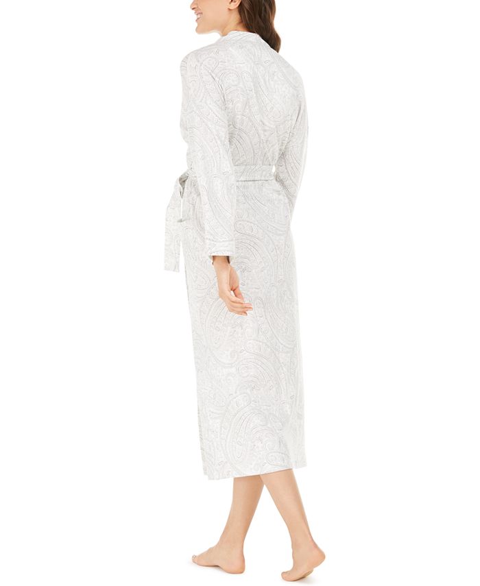 Charter Club Printed Cotton Long Knit Robe, Created for Macy's - Macy's