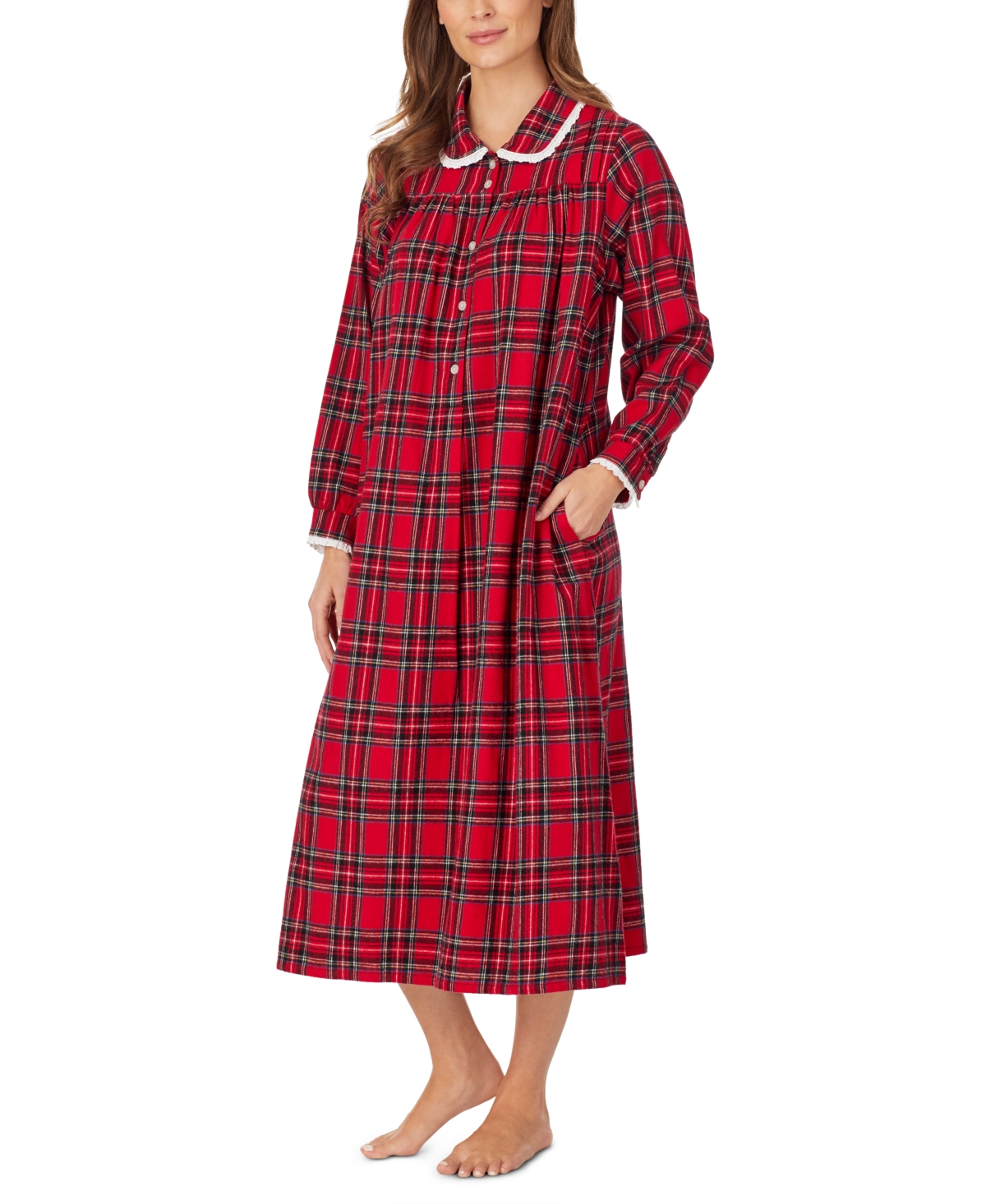 Click here for Lanz of Salzburg Cotton Lace-Trim Flannel Nightgow... prices