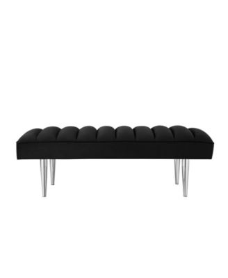 Nicole Miller Raul Velvet Tufted Bench with Tapered Metal Legs - Macy's