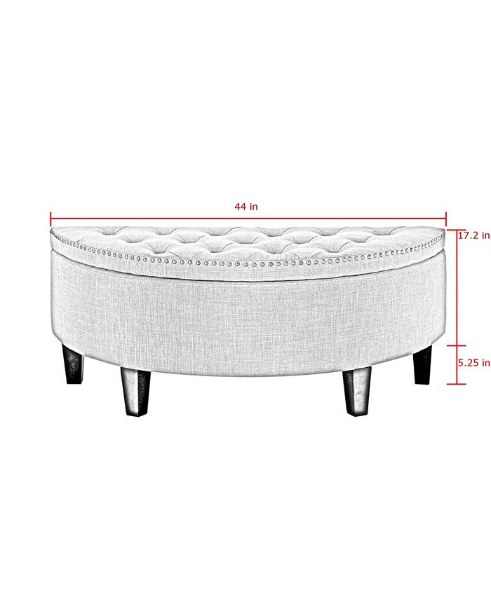 Inspired Home Jolie Upholstered Tufted Half Moon Storage Ottoman with ...