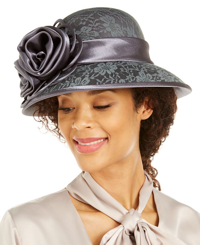August Hats Lace Widebrim Hat with Flower - Macy's