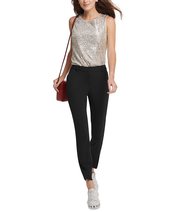 DKNY Sleeveless Sequin Top - Macy's