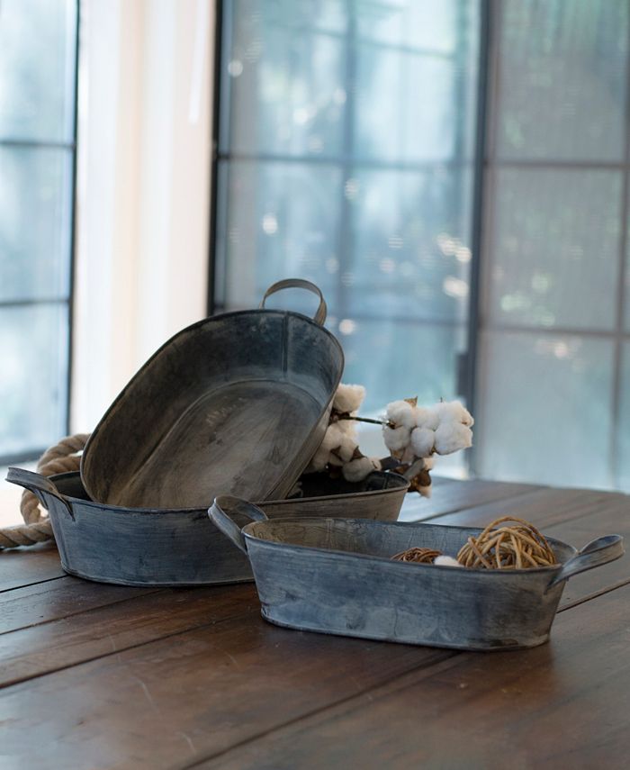 VIP Home & Garden 3-Piece Oval Metal Trays - Macy's