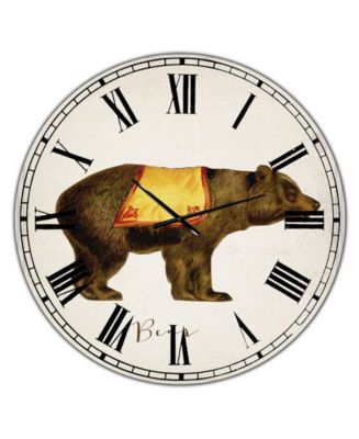 Designart Circus Animals Bear Oversized Cottage Wall Clock - 36 x 36 ...
