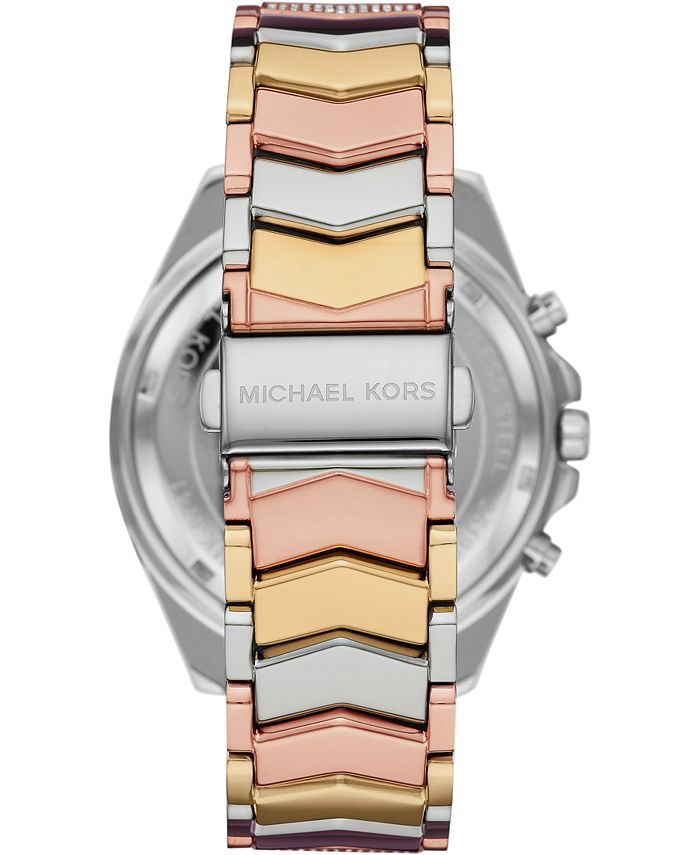 Michael Kors Women's Chronograph Whitney Tri-Tone Pavé Stainless Steel ...