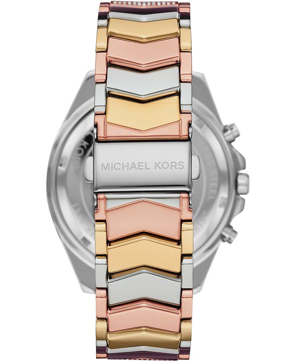 Michael Kors Women's Chronograph Whitney Tri-Tone Pavé Stainless Steel ...