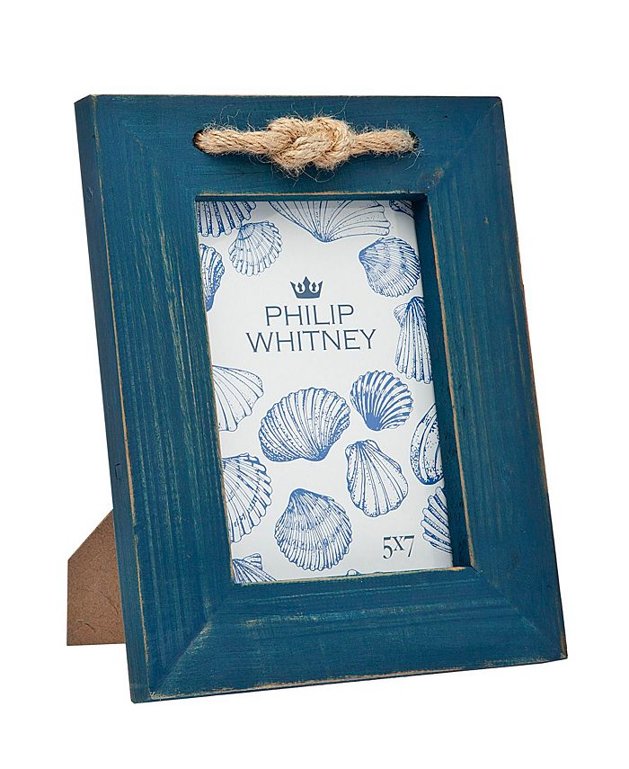 Philip Whitney Blue Wood Rope Frame - 5" x 7" - Macy's