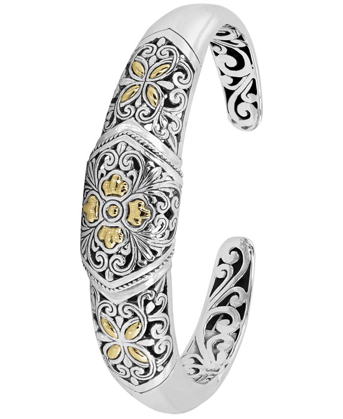 DEVATA Bali Heritage Classic Cuff Bracelet in Sterling Silver and 18k ...