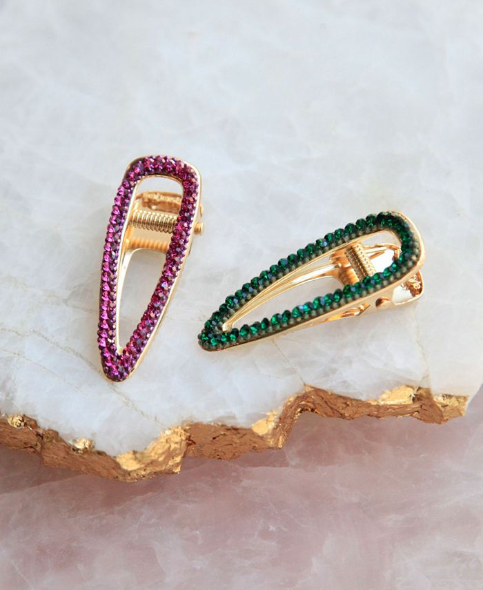 Soho Style Green and Purple Crystal Hair Clip Set - Macy's