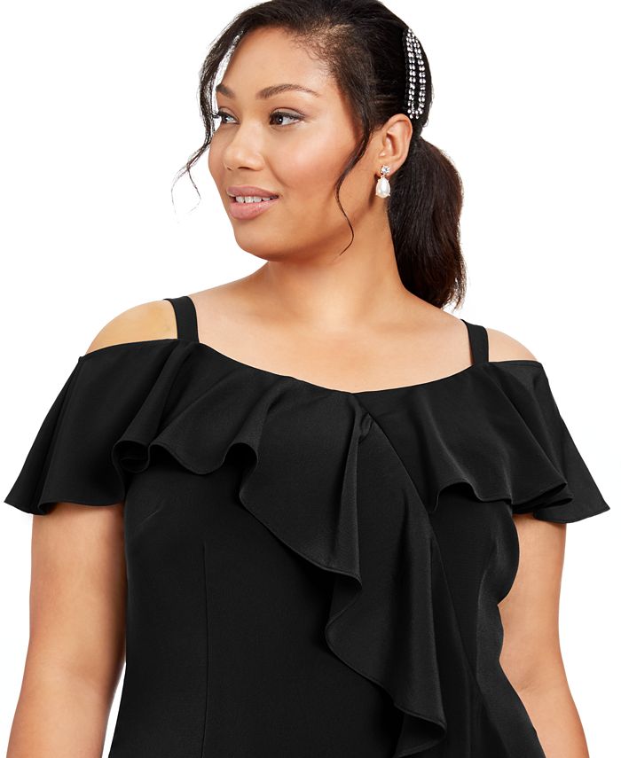 Adrianna Papell Plus Size Ruffled Cold Shoulder Gown Macys