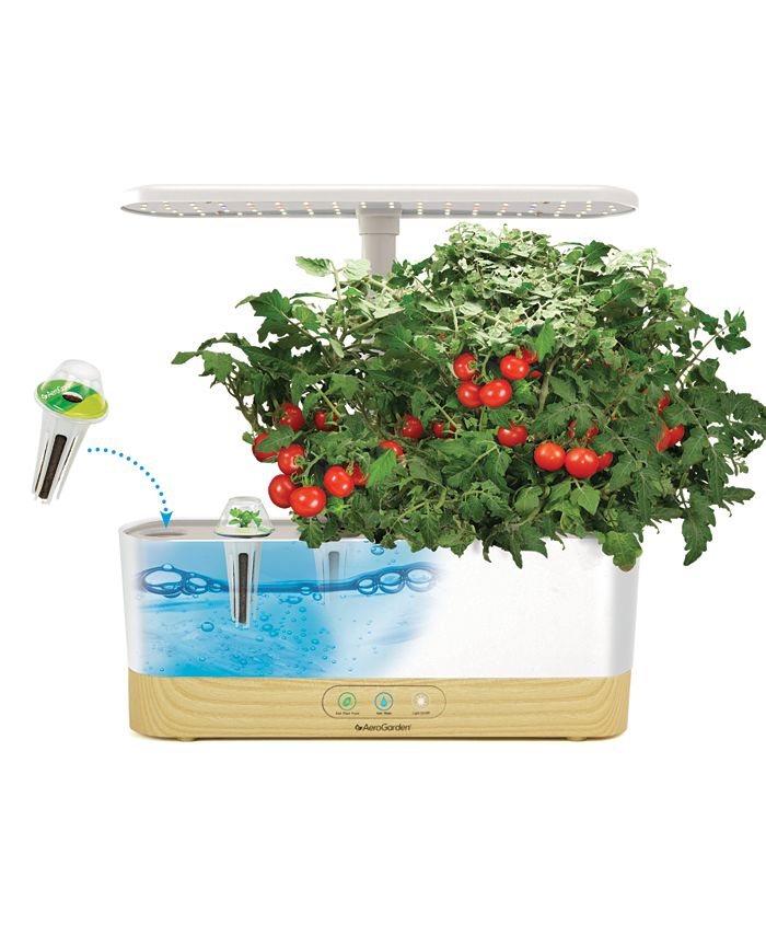 AeroGarden Goodful™ by Harvest Slim White with Wood Base and Gourmet ...