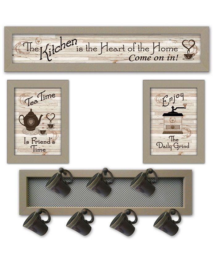 Trendy Décor 4U Kitchen Collection IV 4-Piece Vignette with 7-Peg Mug ...