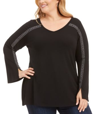 Belldini Plus Size Embellished V-Neck Tunic - Macy's