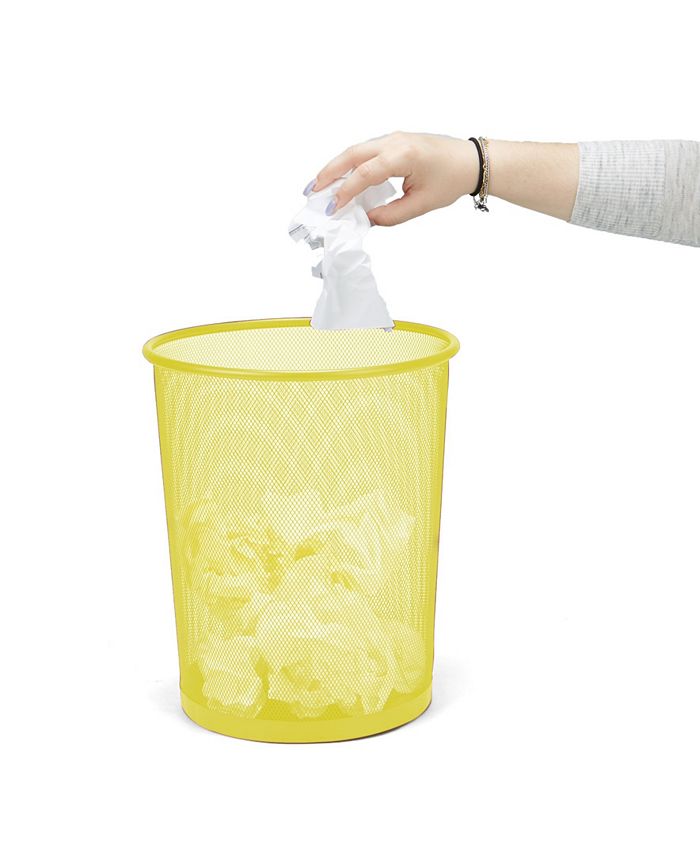 Mind Reader Garbage Waste Basket Recycling Bin, Round Metal Mesh Trash ...