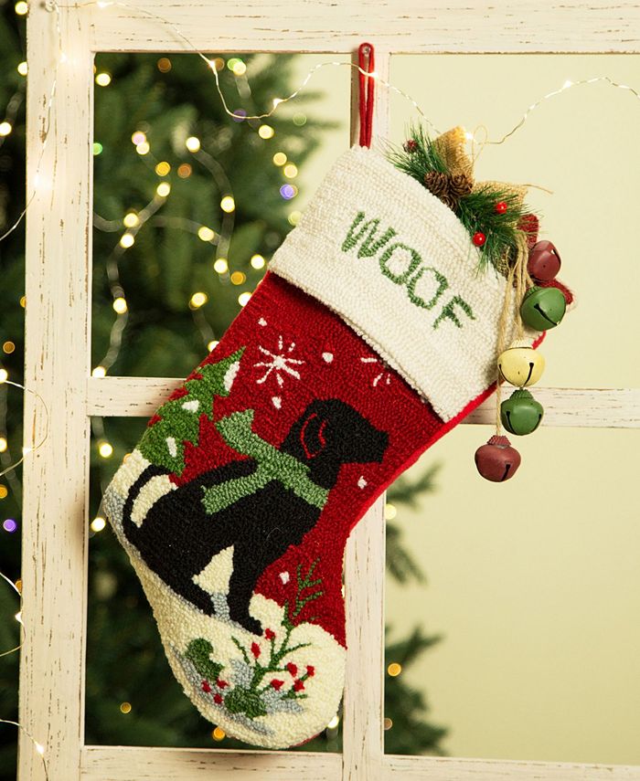 Glitzhome 20" L Hooked Dog Stocking - Macy's