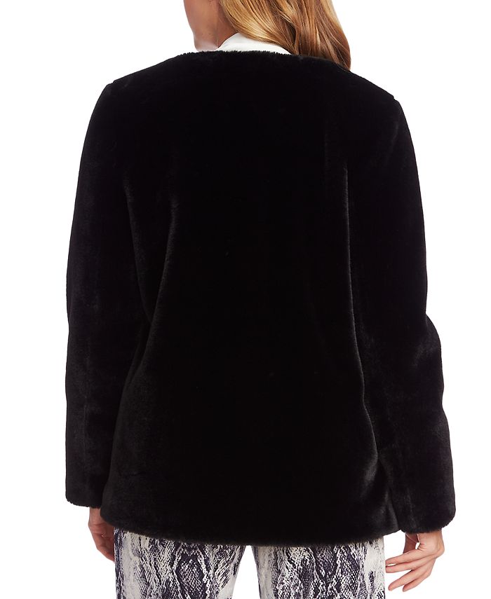 Vince Camuto Collarless Faux-Fur Jacket - Macy's