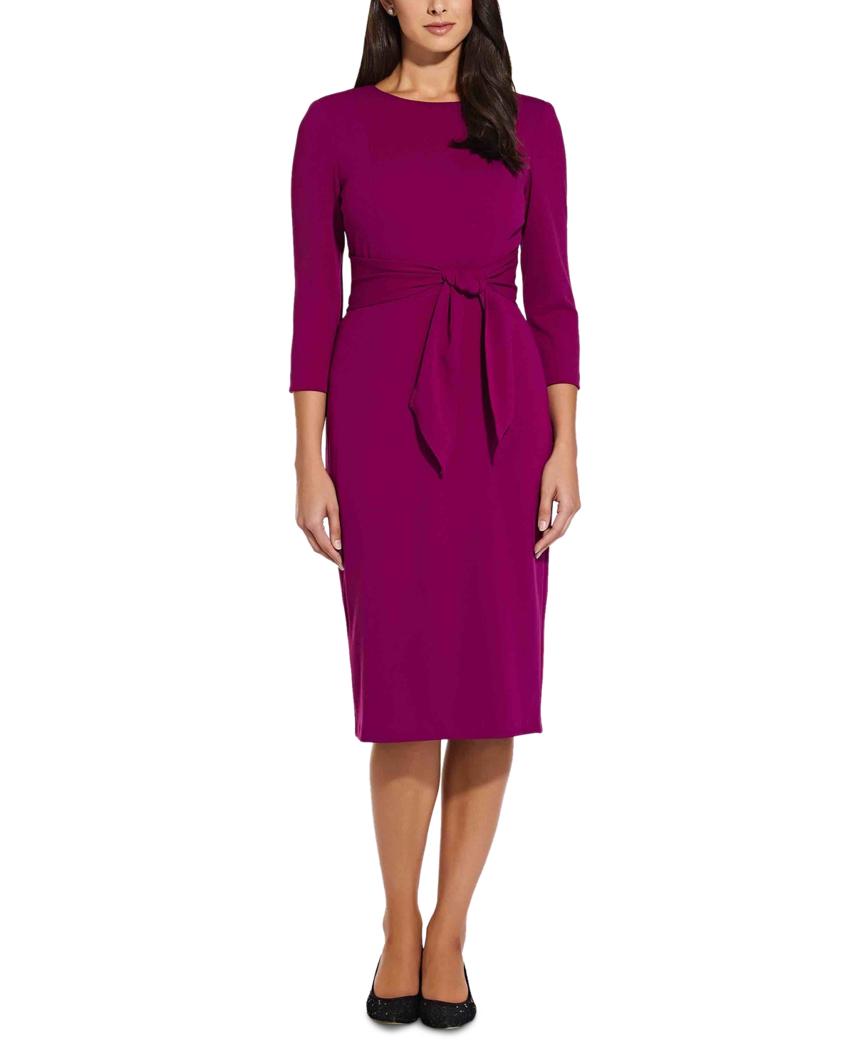 Click here for Adrianna Papell Womens Tie-Front 3/4-Sleeve Crepe... prices