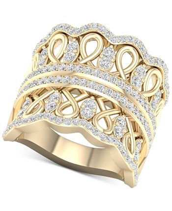Macy's Diamond Crown Statement Ring (1 ct. t.w.) in 14k Gold - Macy's