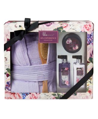 Tri-Coastal Design Lila Grace Purple Robe & Bath Set In Floral Gift Box ...