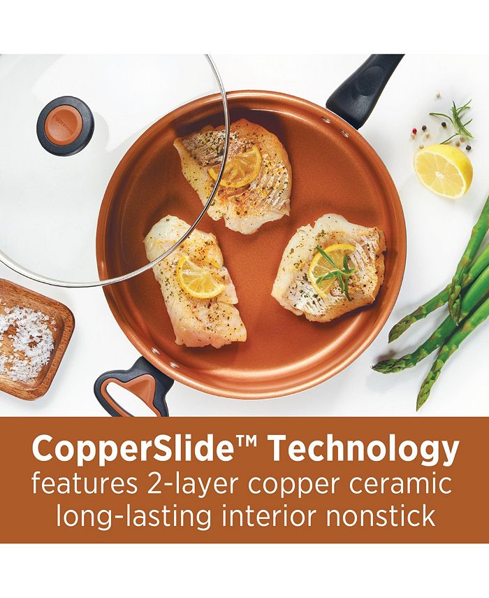 Farberware Glide Copper Ceramic 4 Qt. Covered Sauté - Macy's