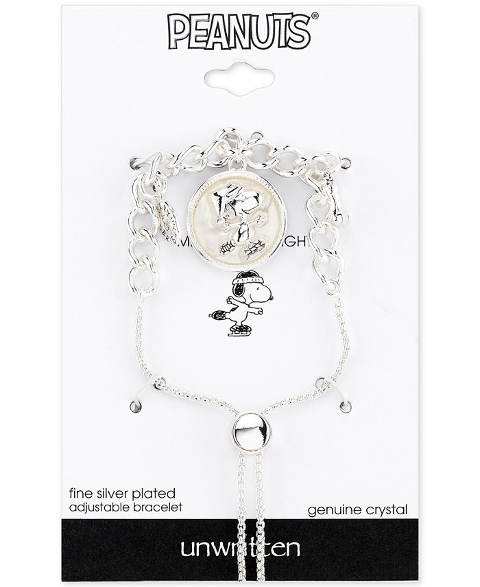 Peanuts Santa "Snoopy" Bolo Bracelet in Silver Plated Brass - Macy's