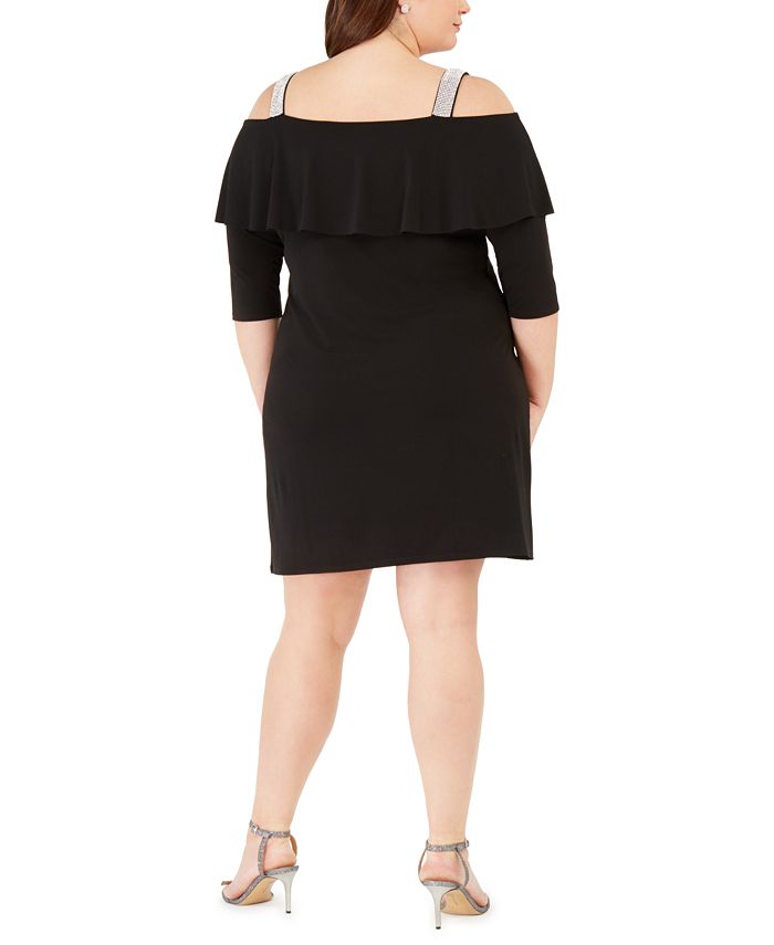 Belldini Plus Size Rhinestone-Strap Ruffled A-Line Dress - Macy's