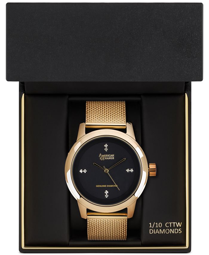 American Exchange Men's Genuine Diamond Collection Watch, 44mm - Macy's