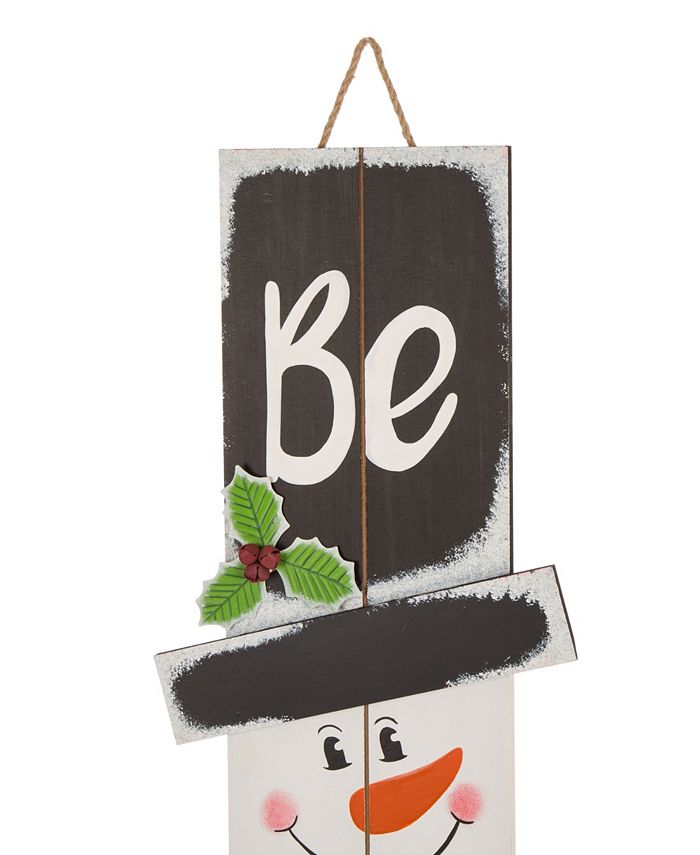 Glitzhome Wooden Snowman Porch Sign - Merry - Macy's