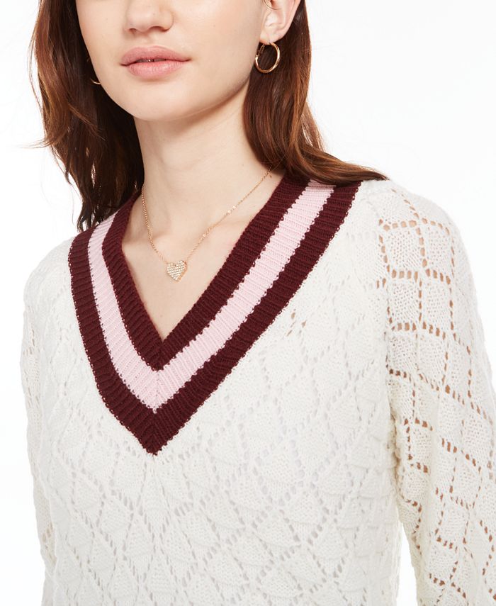 Planet Gold Juniors' Pointelle Sweater - Macy's