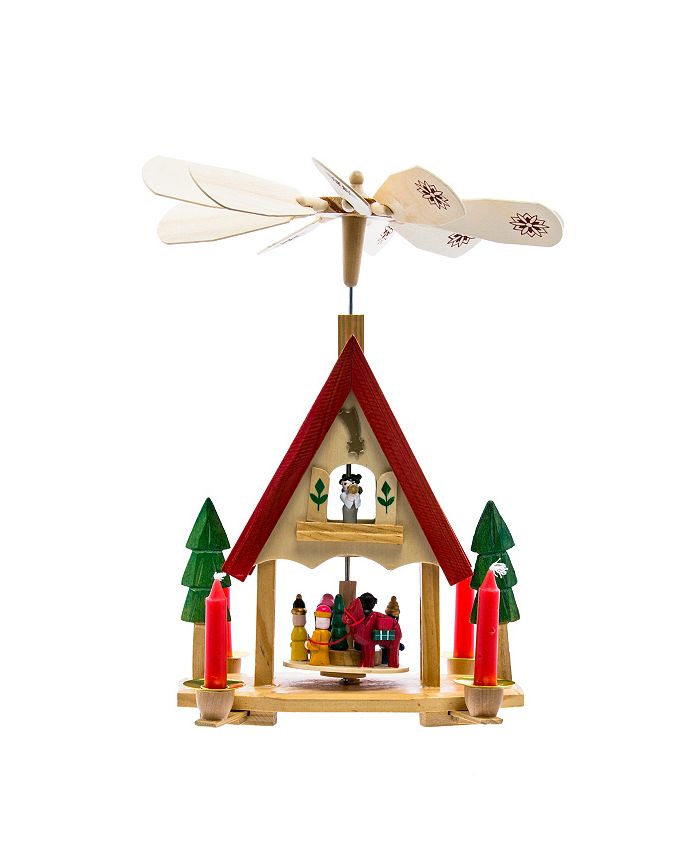 Kurt Adler 12-Inch Wood Alpine House Carousel with Candles - Macy's