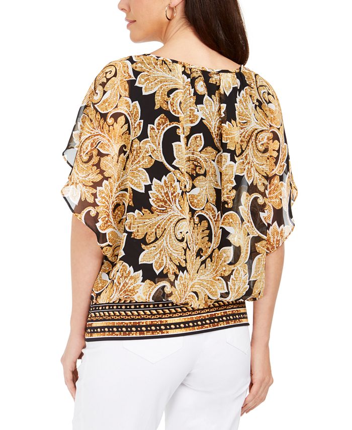 JM Collection Petite Flutter-Sleeve Banded-Hem Top, Created for Macy's ...