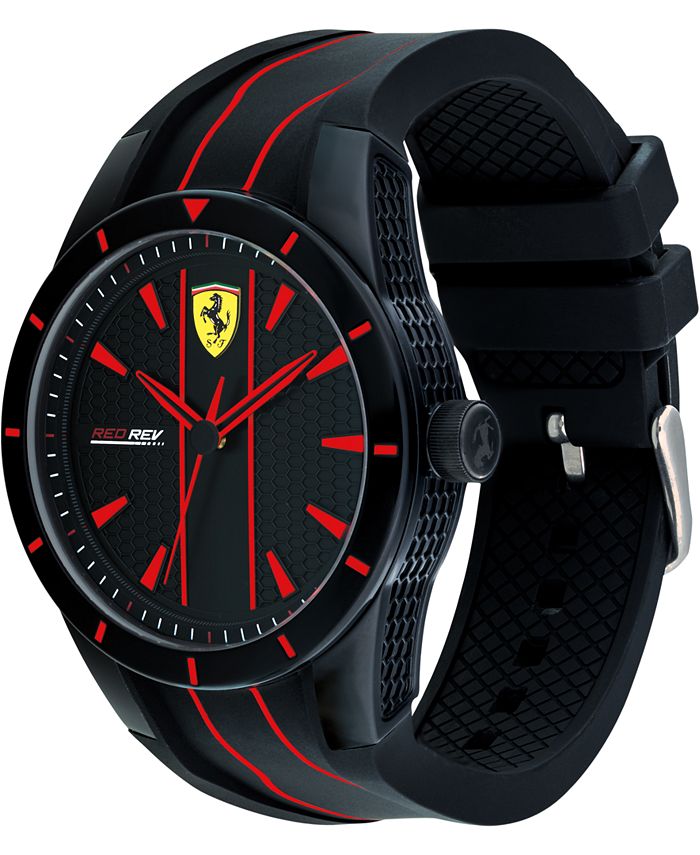 Ferrari Men's Red Rev Black Silicone Strap Watch 44mm - Macy's