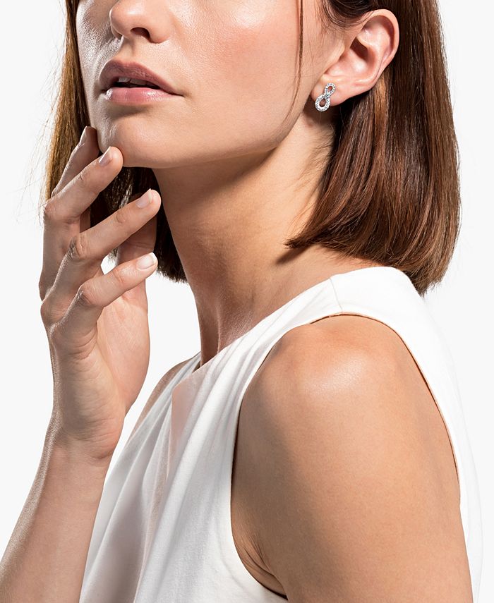 Swarovski Silver-Tone Crystal Infinity Stud Earrings - Macy's