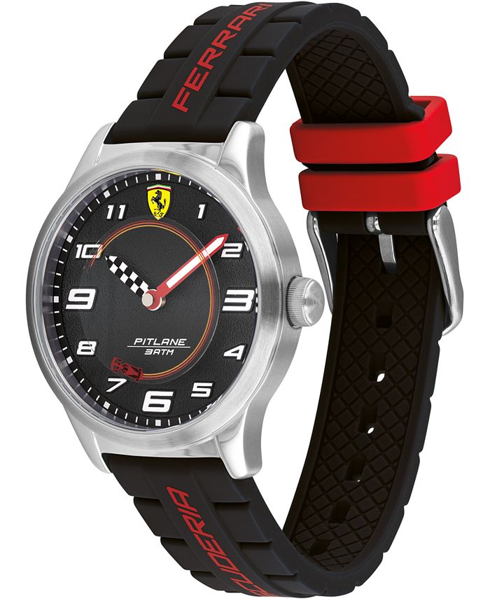 Ferrari Kid's Pitlane Black Silicone Strap Watch 34mm - Macy's