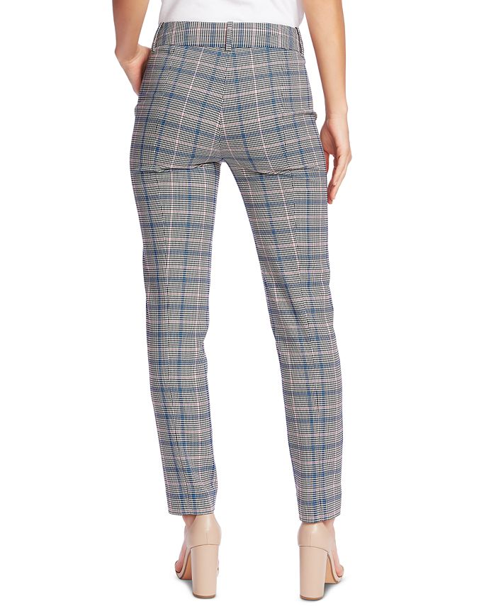 CeCe Windsor Check Straight-Leg Pants - Macy's