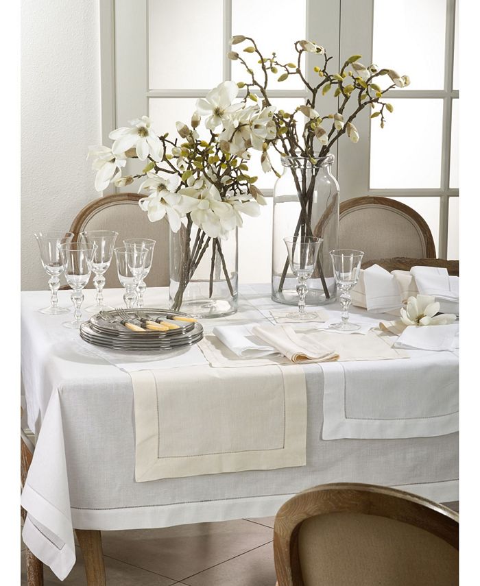 Saro Lifestyle Hemstitched Linen Blend Table Runner - Macy's
