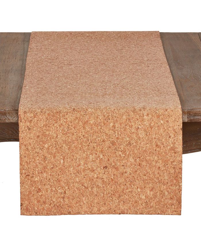 Saro Lifestyle Natural Table Runner with Cork and Poly Blend - Macy's