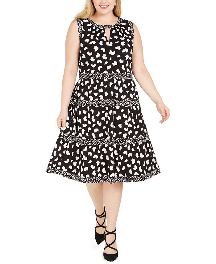 Michael Kors Plus Size Mixed-Print Tiered Dress - Macy's