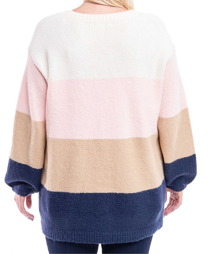 Fever Plus Size Multicolored Colorblocked Sweater - Macy's