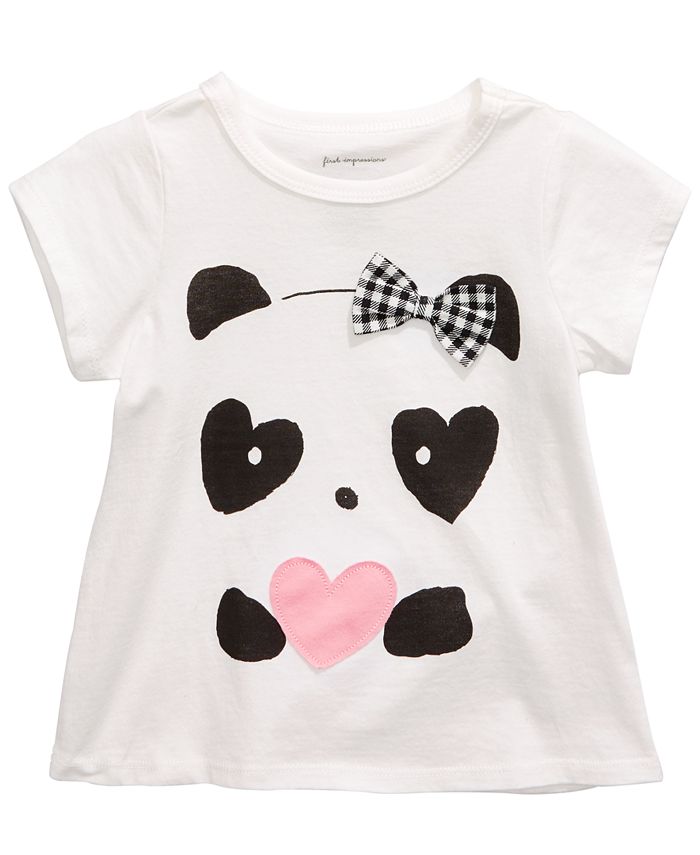 First Impressions Baby Girls Panda Hearts T-Shirt, Created for Macy's ...