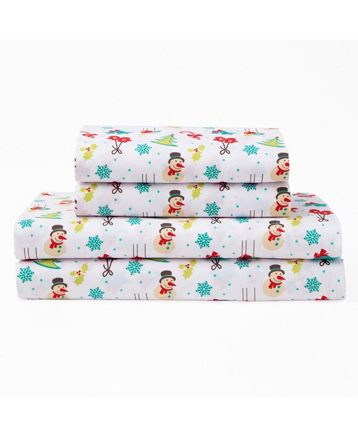 Elite Home Microfiber Holiday Print Queen Sheet Set - Macy's