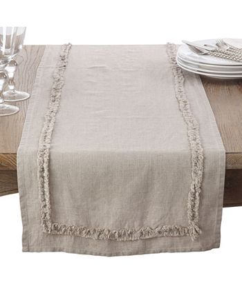 Saro Lifestyle Ruffled Linen Table Runner - Macy's
