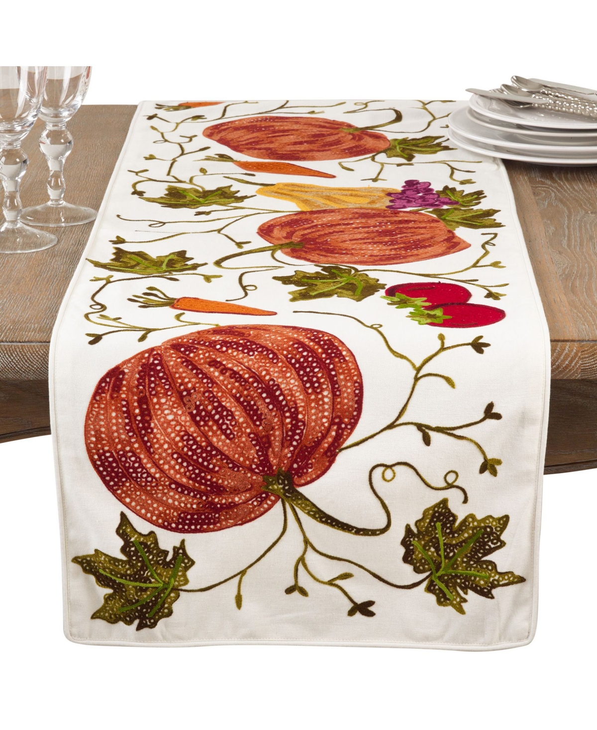 Click here for Saro Lifestyle Embroidered Pumpkin Harvest Design... prices