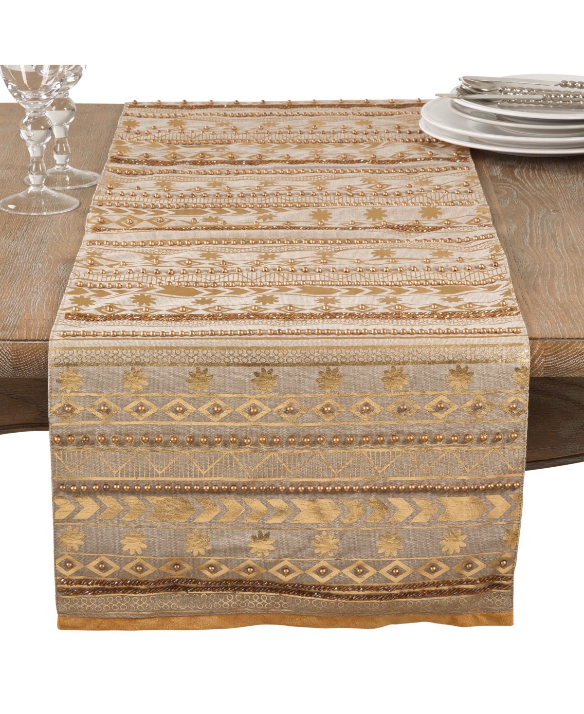 Click here for Saro Lifestyle Beaded Aztec Cotton Table Runner -... prices