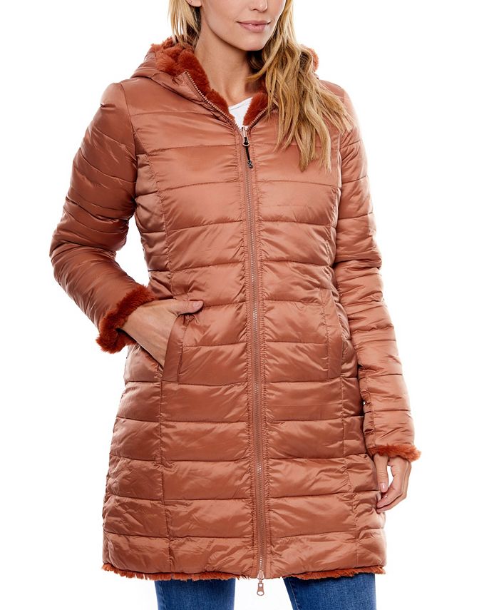Be Boundless Sphere Reversible Faux Fur/Nylon Coat - Macy's