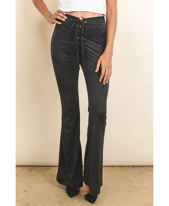 OCIIMI Solid Bell Bottom Lace Up Suede Pant - Macy's