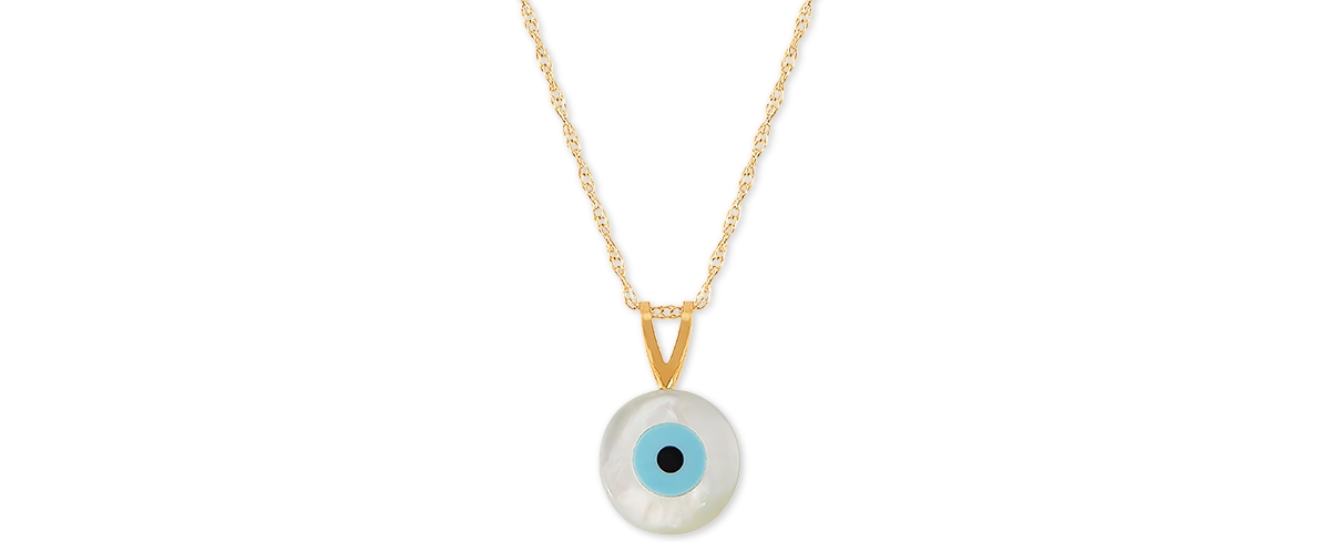 Click here for Mother-of-Pearl & Enamel Evil Eye 18 Pendant Neckl... prices