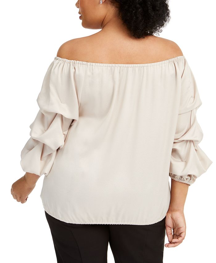 MSK Plus Size Puff-Sleeve Blouse - Macy's