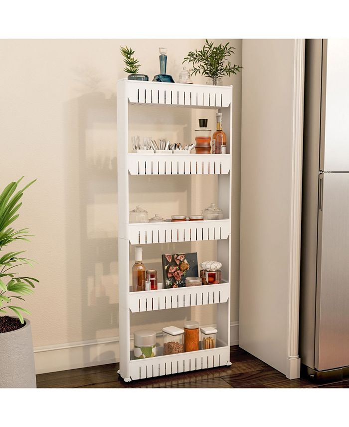 Lavish Home Slim Slide Out 5 Tier Storage Tower With Wheels - Macy's