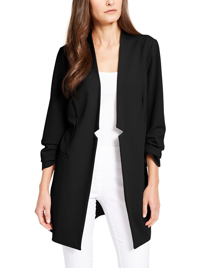 Alfani Ruched-Sleeve Open-Front Blazer, Created for Macy's - Macy's